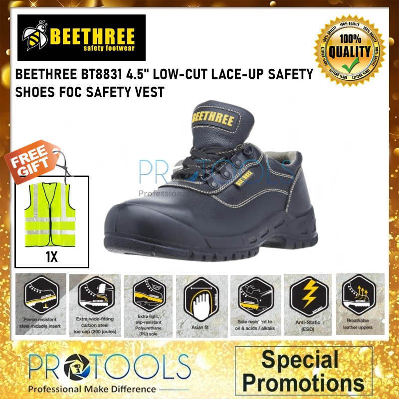 BEETHREE BT8831 4.5" LOW-CUT LACE-UP SAFETY SHOES FOC SAFETY VEST! SAVE ...