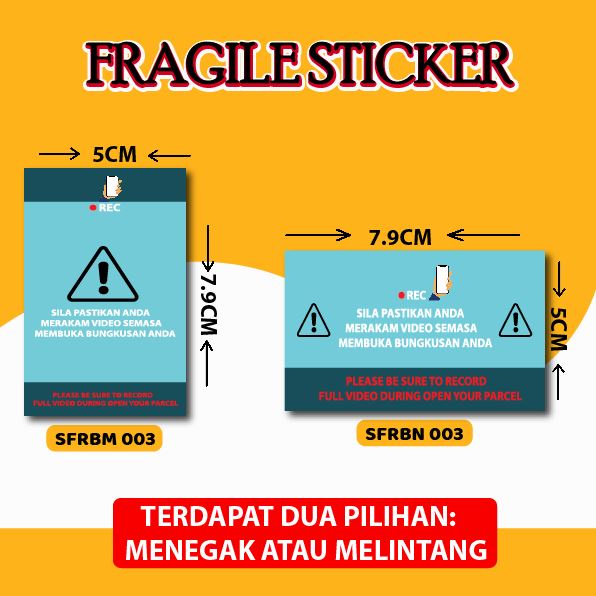 🔥READYSTOCK🔥 [BUY 10+2] STICKER FRAGILE RAKAM SEMASA BUKA PARCEL MERAH ...