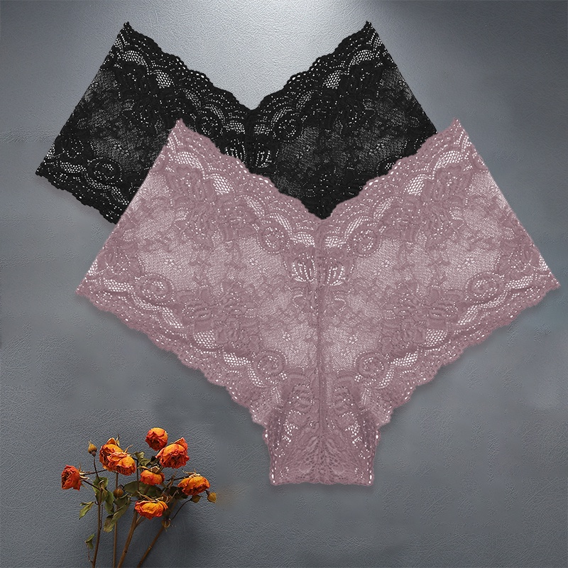 Cute Byte Cute Byte 2PCS/Set S-XL Women Lace Panties Floral Hollow Out Sexy Underwear Female ...