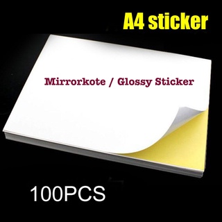 A4 100 PCS GLOSSY / MIRRORKOTE STICKER 100 SHEETS STICKER PAPER ...
