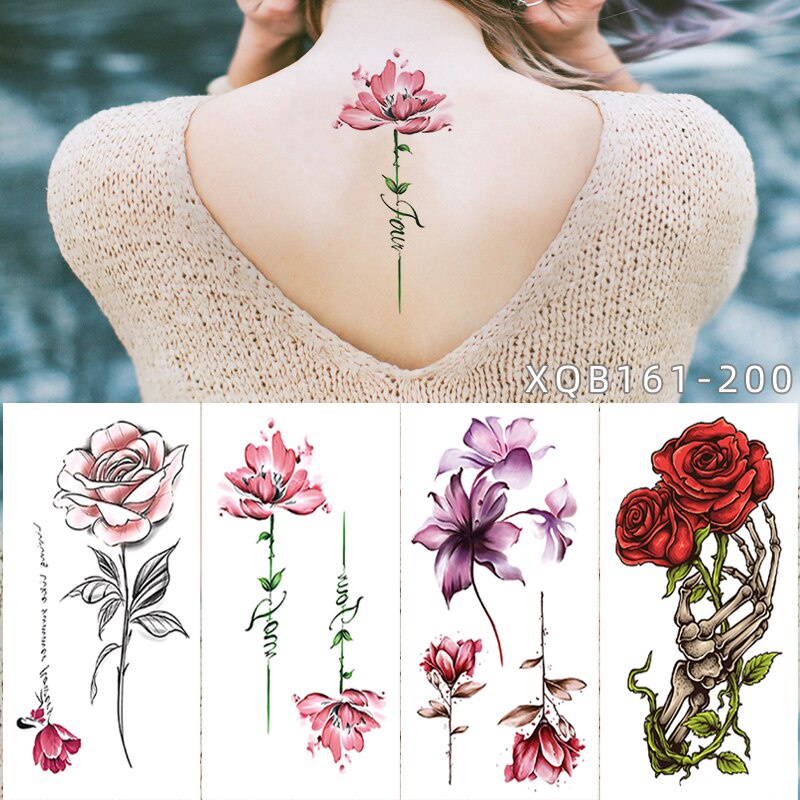 Color Butterfly Flower Tattoo Sticker Sexy Women Lady Chest Back Body ...