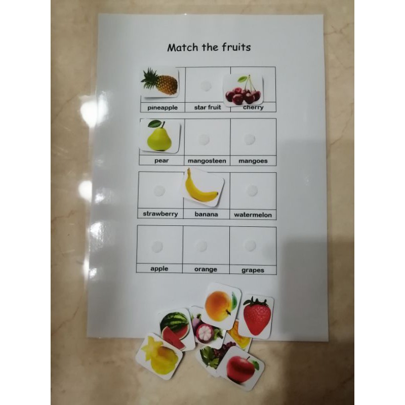 Quiet Book Early Learning Activities Theme Fruits (Laminate) | Shopee ...