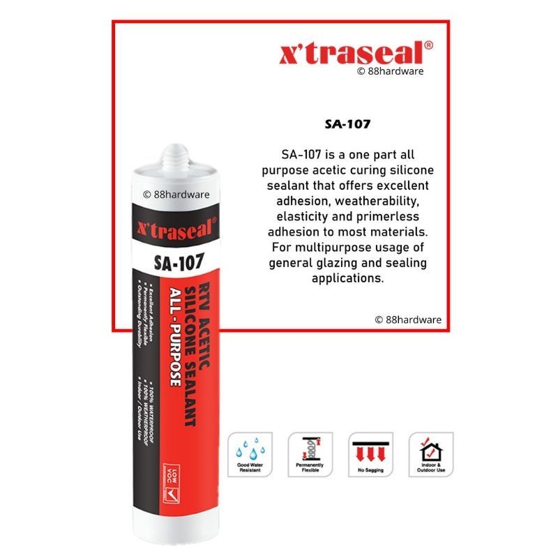 Xtraseal SA-107 All Purpose RTV Acetic Silicone Sealant (Clear /White /Black) | Shopee Malaysia