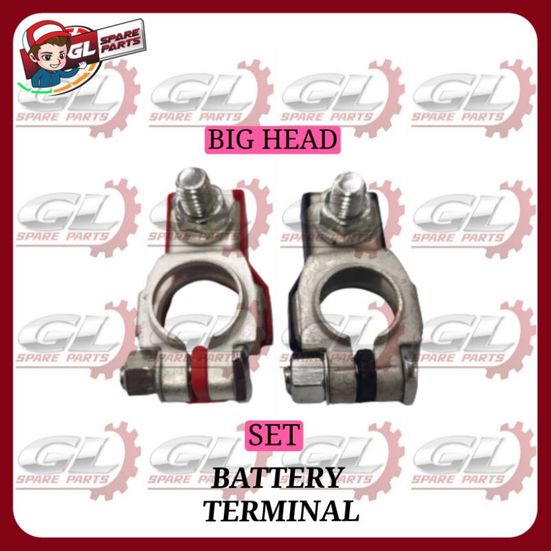 BATTERY TERMINAL SET BIG HEAD (+/-) NS60 NEGATIVE POSITIVE (1PAIR 2PCS ...