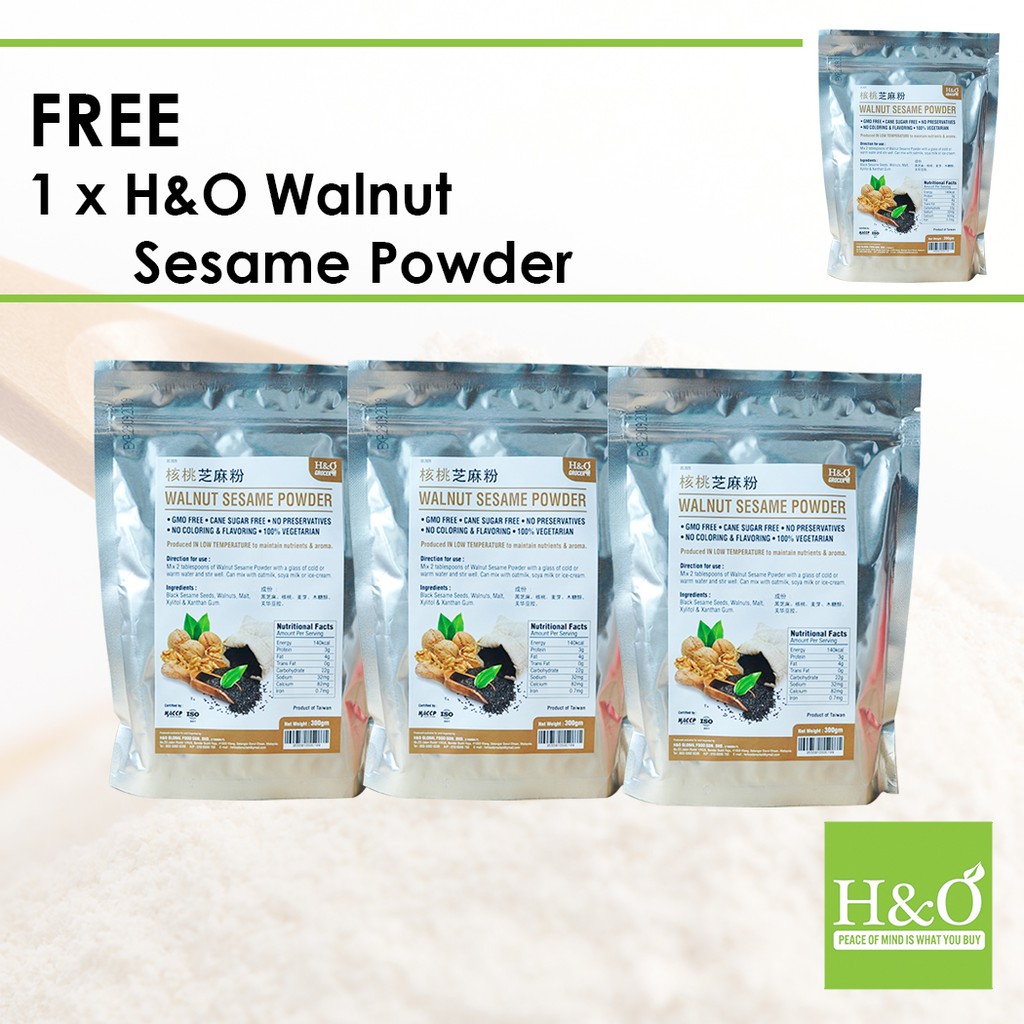BUY 3 FREE 1 H&O Organic Walnut Sesame Powder 1.35 KG | Shopee Malaysia