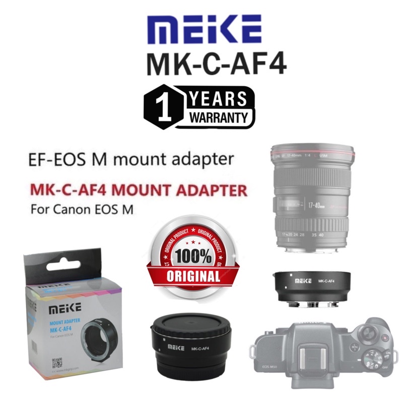 Meike MK-C-AF4 adapter for canon eos m to ef efs lens original (1 years ...