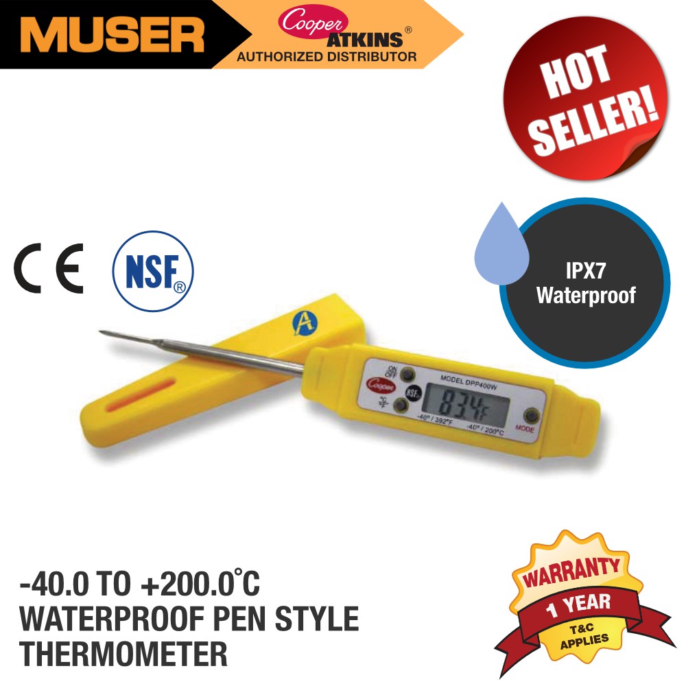 Cooper-Atkins DPP400W Waterproof Pen Style Penyukat Suhu Makanan Kalis ...