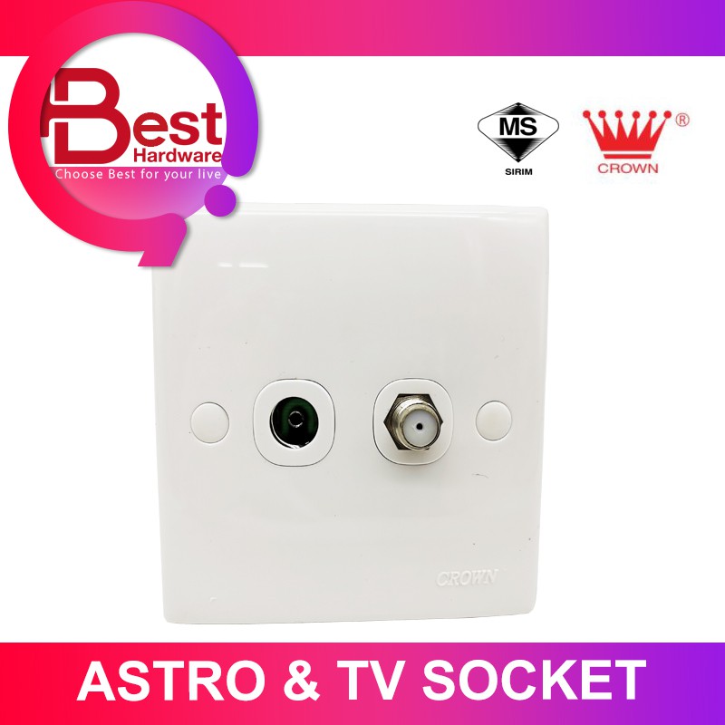 BEST HARDWARE - CROWN 10Amp TV and Astro Socket (White) | Shopee Malaysia