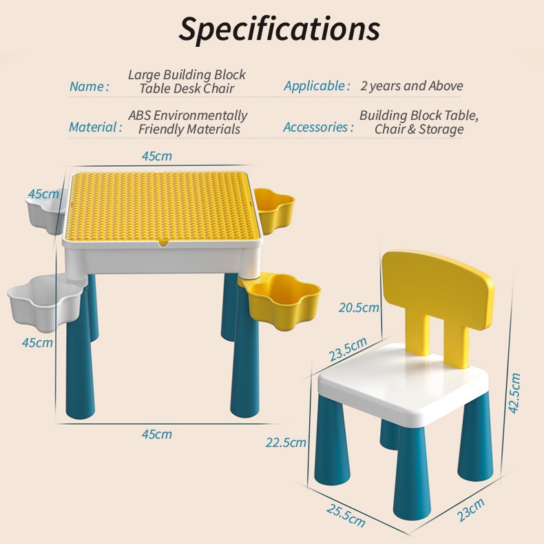 [Little B House] Large Kids Multi-Function Table Building Blocks ...