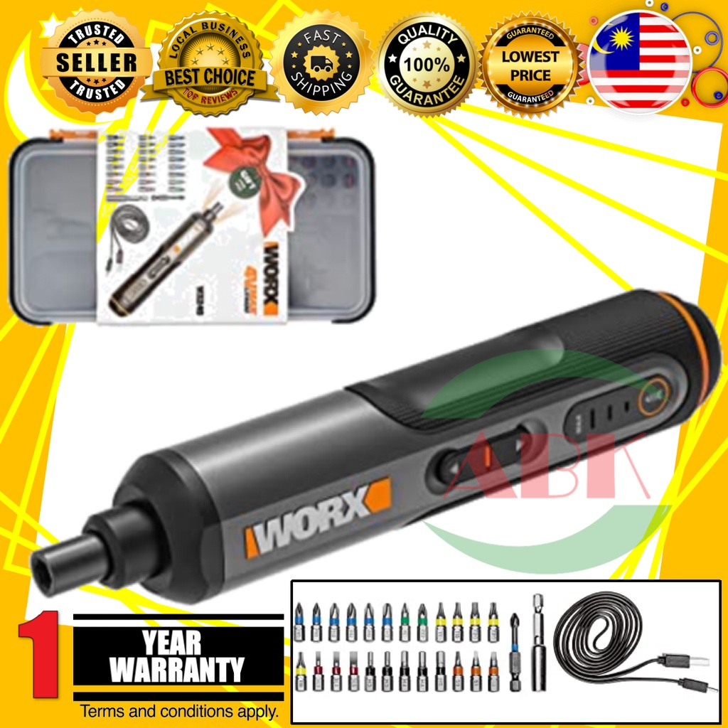 *CLEAR STOCK* WORX 4V SCREWDRIVER USB RECHARGEABLE CORDLESS SCREWDRIVER ...
