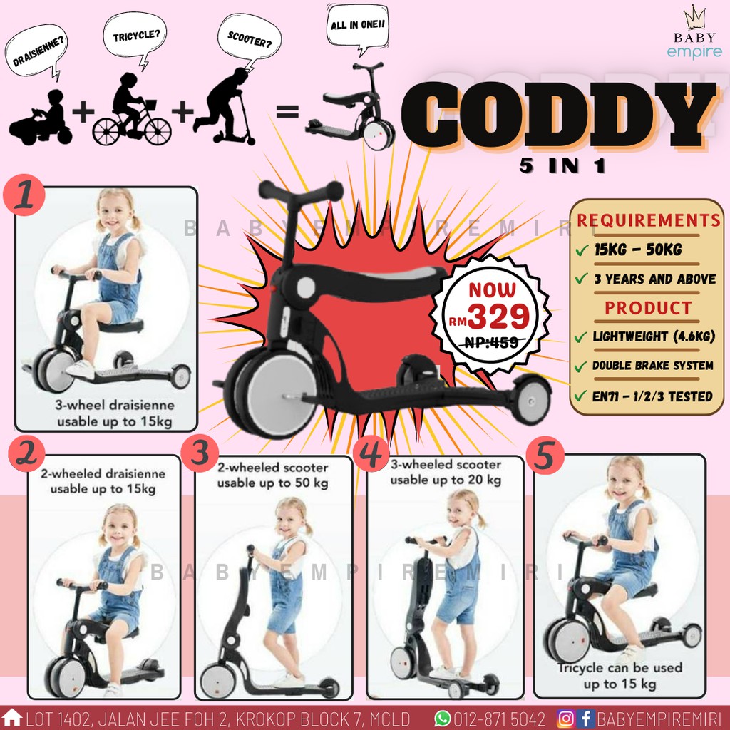 COBY CODDY 5 IN 1 SCOOTER | Shopee Malaysia