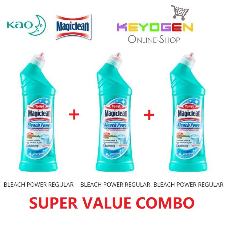 Magiclean Toilet Bleach Power Regular Cleaner 3 x 500ml super value ...