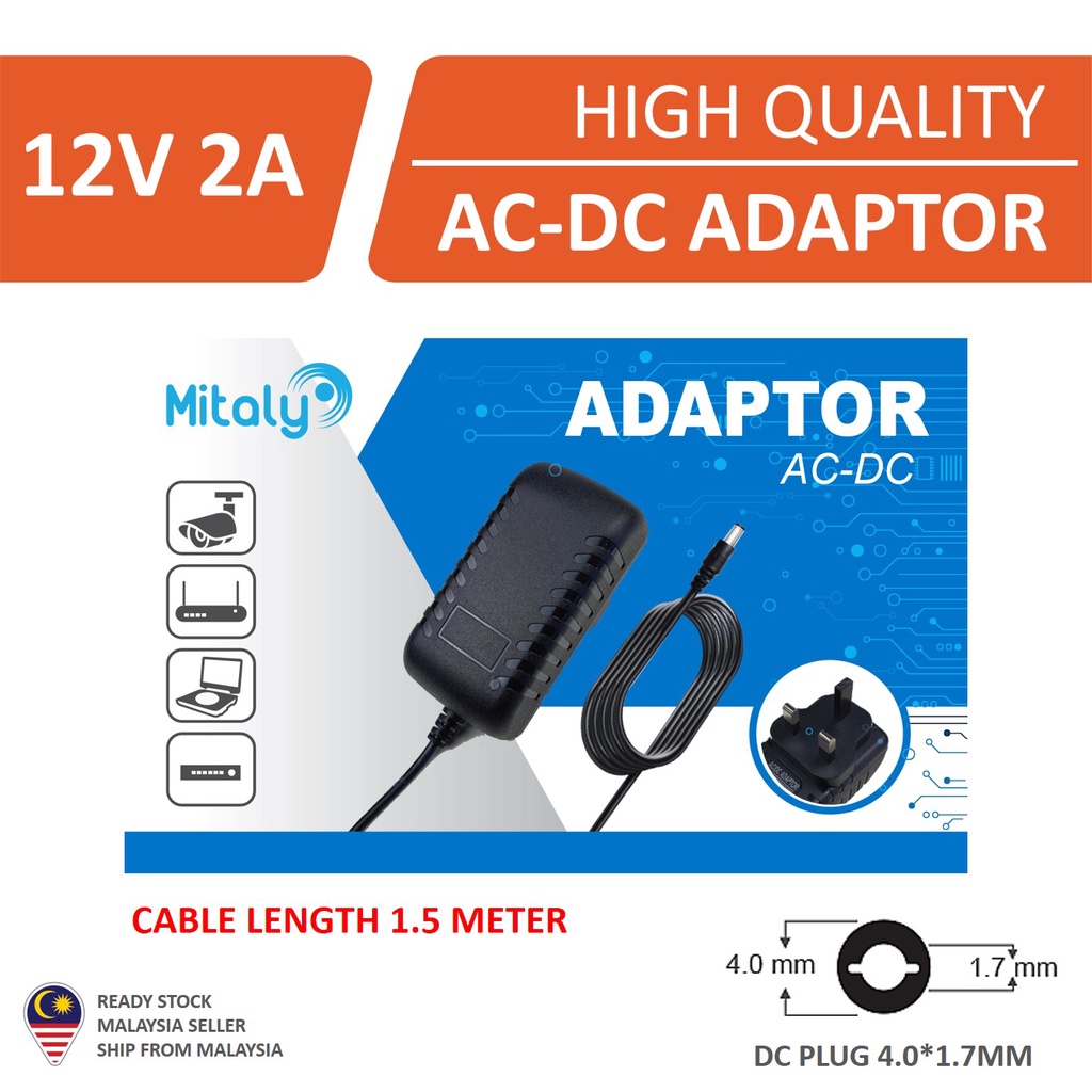 **High Quality** 12V 2A Dc Plug 5.5*2.5/2.1mm AC TO DC Adapter Adaptor ...