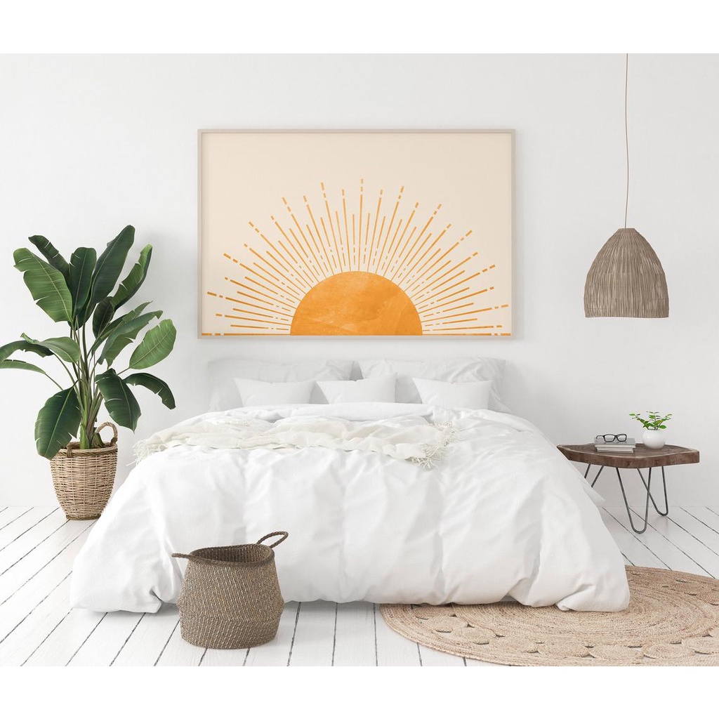 Boho Sun Prints Yellow Sun Poster Sunrise Wall Art Sun Nursery Canvas ...