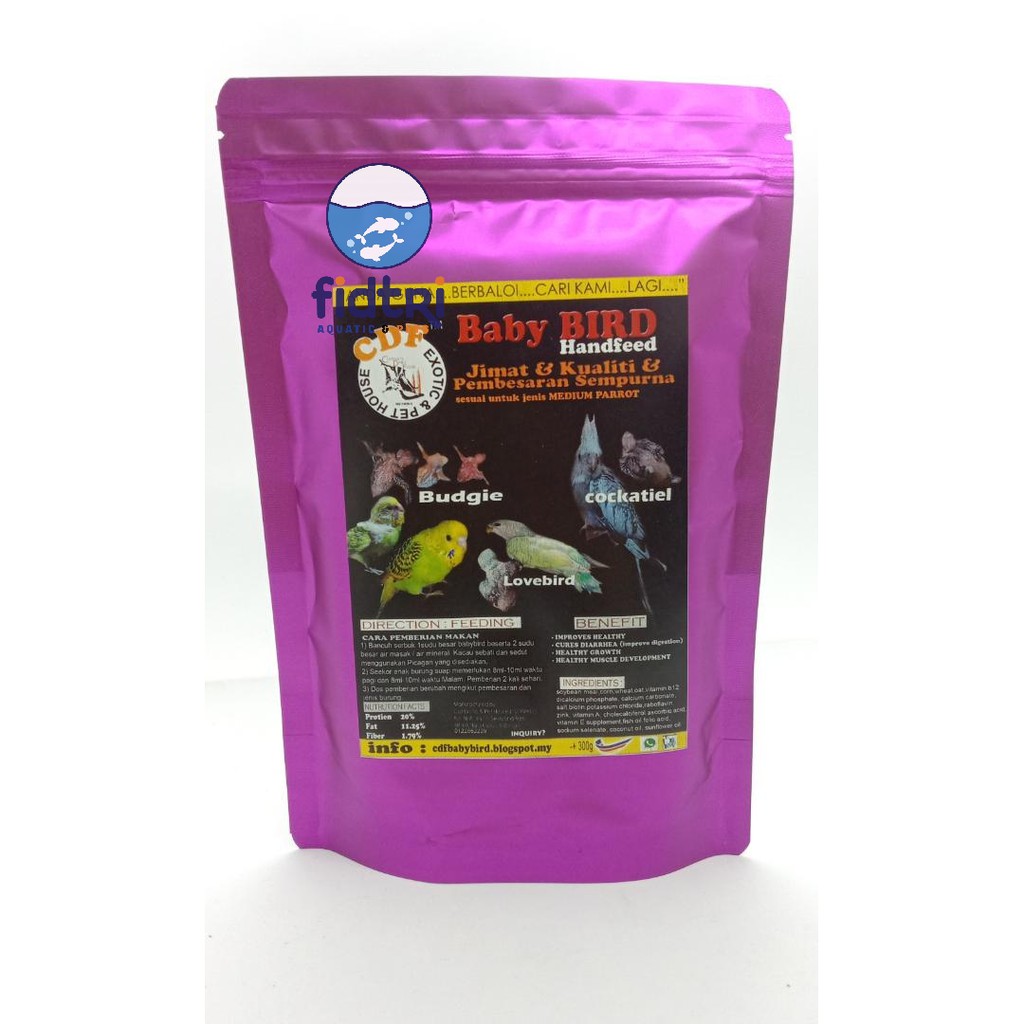 CDF Handfeed baby bird food 300gram makanan awal untuk anak burung ...