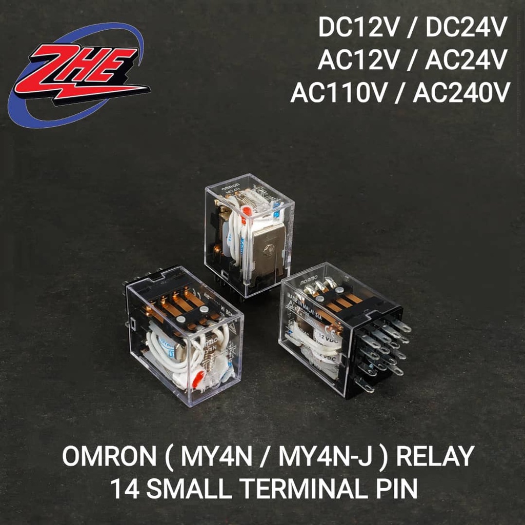 OMRON MY4N MY4N-J 14PIN DC12V / DC24V / AC12V / AC24V / AC110V / AC240V POWER RELAY WITH LIGHTED ...