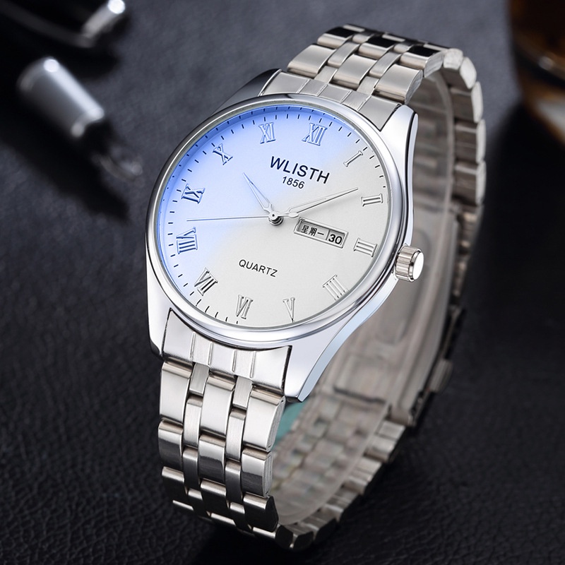 Watch Wallace couple watch double calendar quartz watch fashion steel ...