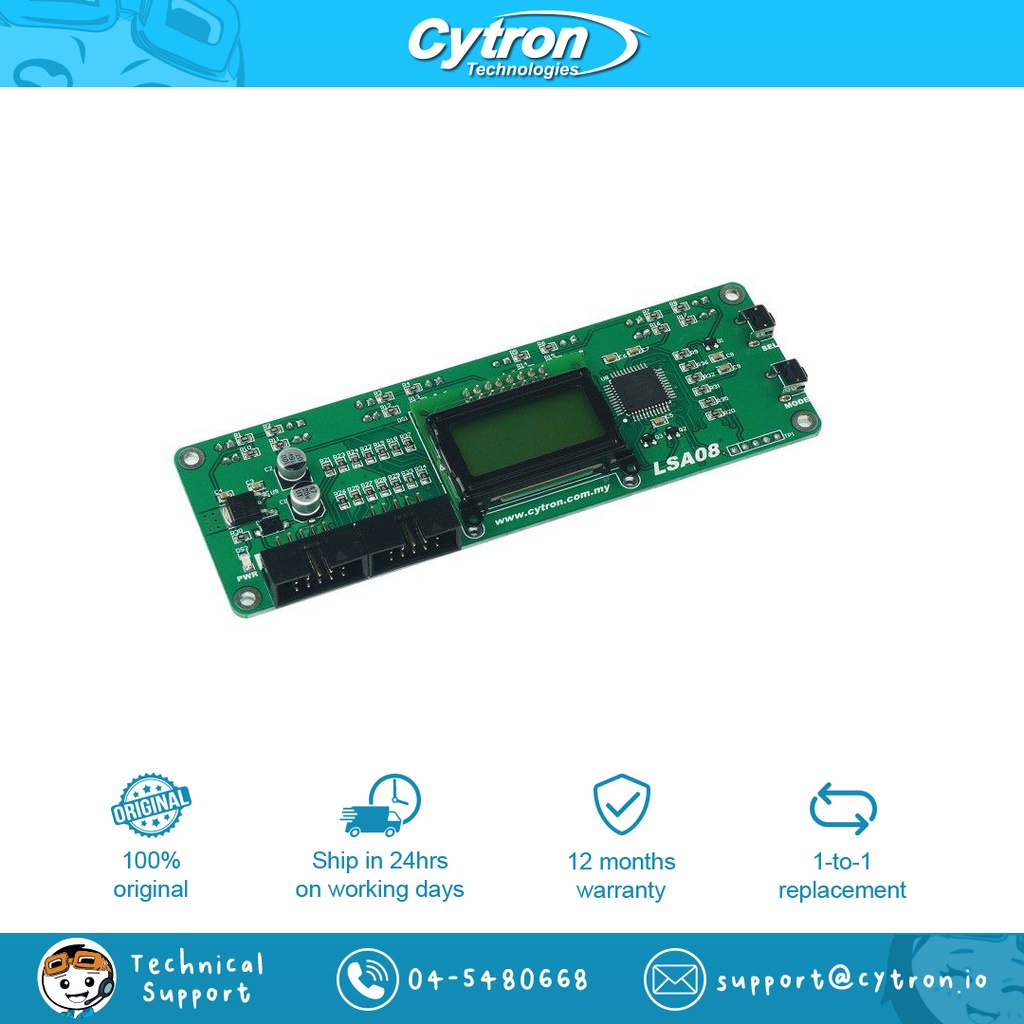 Cytron Advanced Line Sensor with 8x IR Array Auto Calibrate Detect Different Color PID Line ...