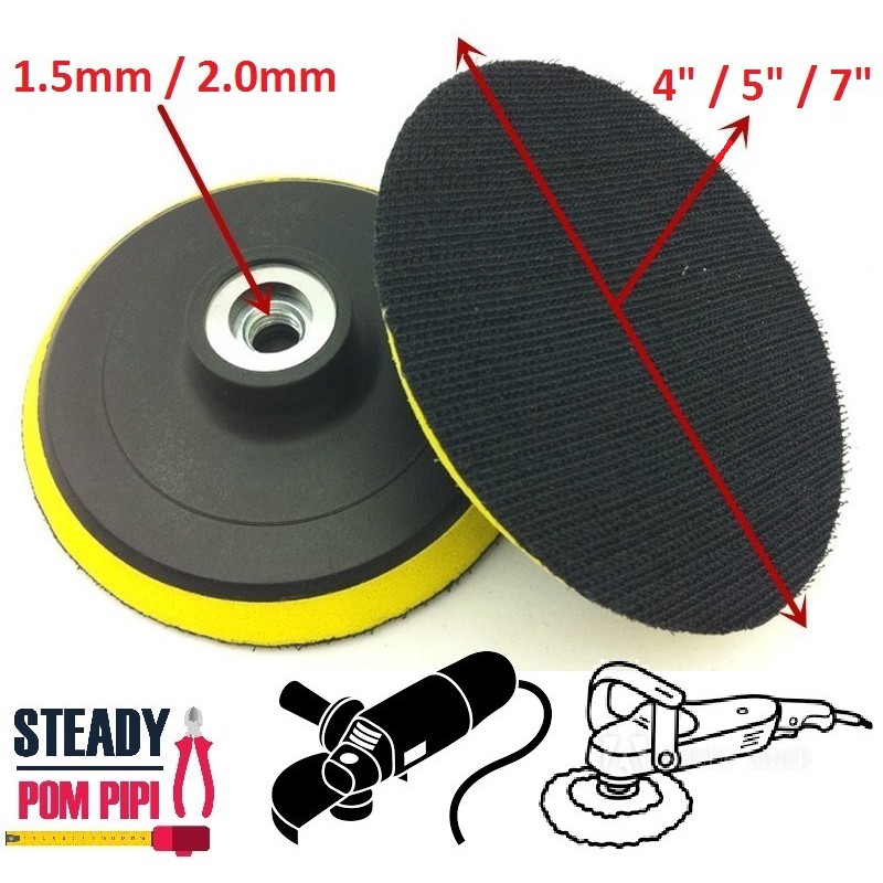 VELCRO DISC BACK-UP PAD / RUBBER PAD / TAPAK KERTAS PASIR GRINDER ...