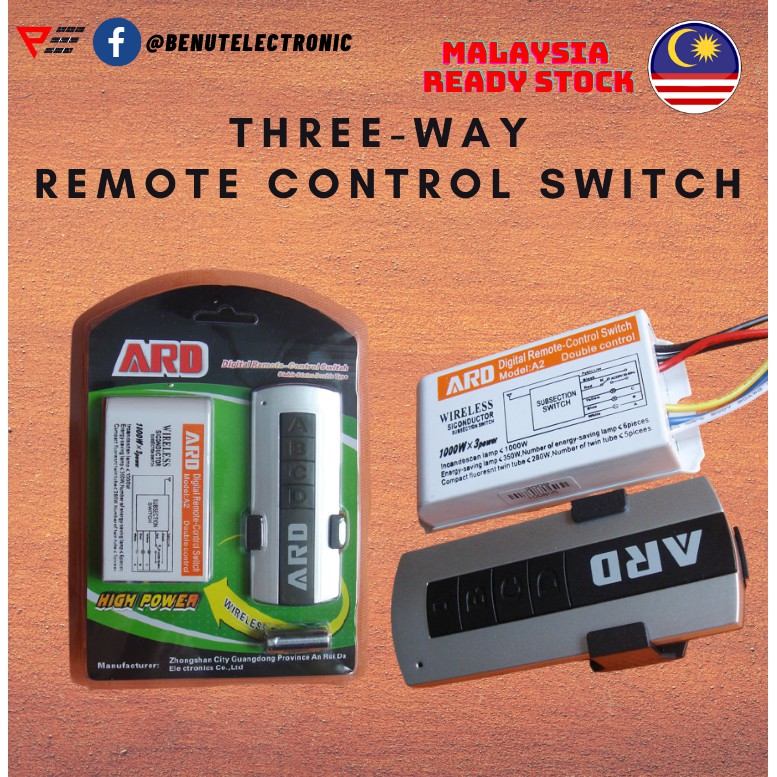 Three-Way Remote Control Switch Wireless ON/OFF 220V Lamp Remote ...