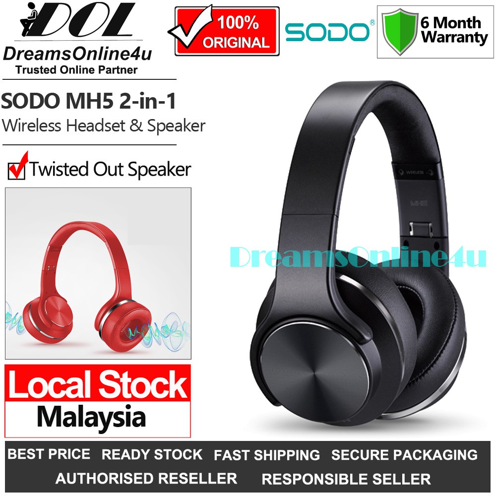 SODO MH5 Heavy Bass NFC Bluetooth 5.0 Twist Out Loud Speaker Wireless Headphone Speaker FM AUX ...