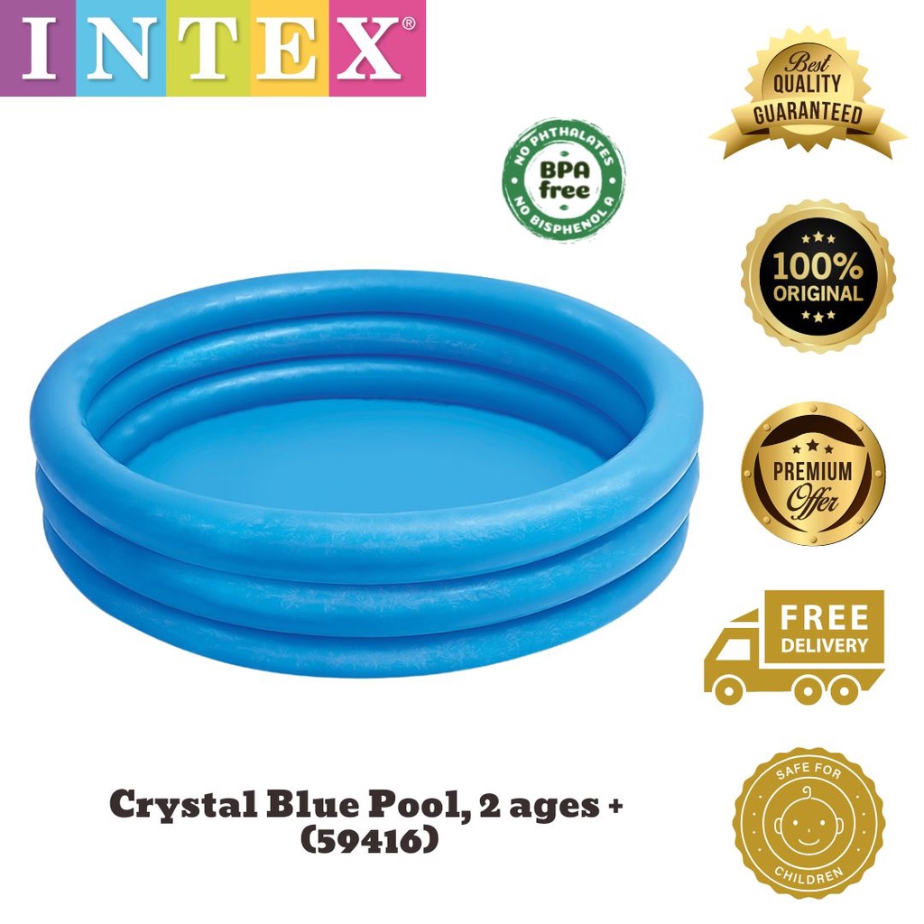 59416 3 rings INTEX Crystal Blue Pool (156 Litre) Inflatable Pool /baby ...