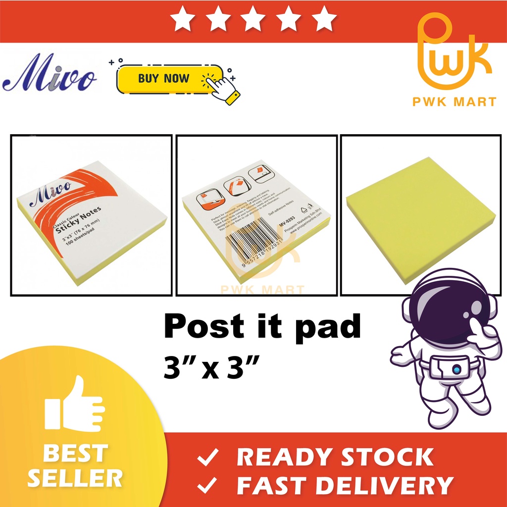 DOLPHIN Post it Note / STICKY NOTE 3'' X 3'' (76MM X76MM) 1pad (100's ...