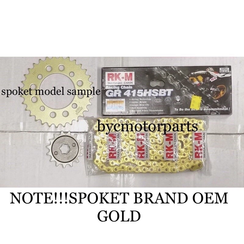Sprocket Set 415 4lubng (LC135/RXZ/Y125z/SRL110Z/Y110(415 RKM GR415HSBT Gold Chain + Spoket Gold ...
