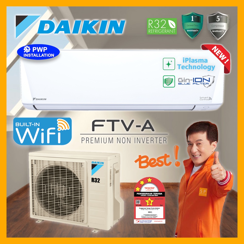 Daikin 1HP/1.5HP/2HP/2.5HP R32 Premium Non Inverter Air Conditioner (FTV-A Series) (FTV28AB ...