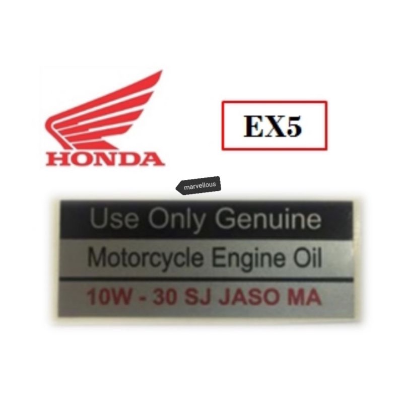 HONDA EX5 DREAM STICKER MOTORCYCLE ENGINE OIL USE ONLY GENUINE EMBLEM ...