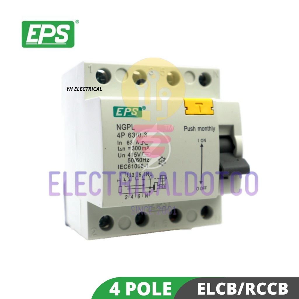 VL/EPS 40A /63A /100A 4POLE 100mA and 300mA RCCB / ELCB | Shopee Malaysia