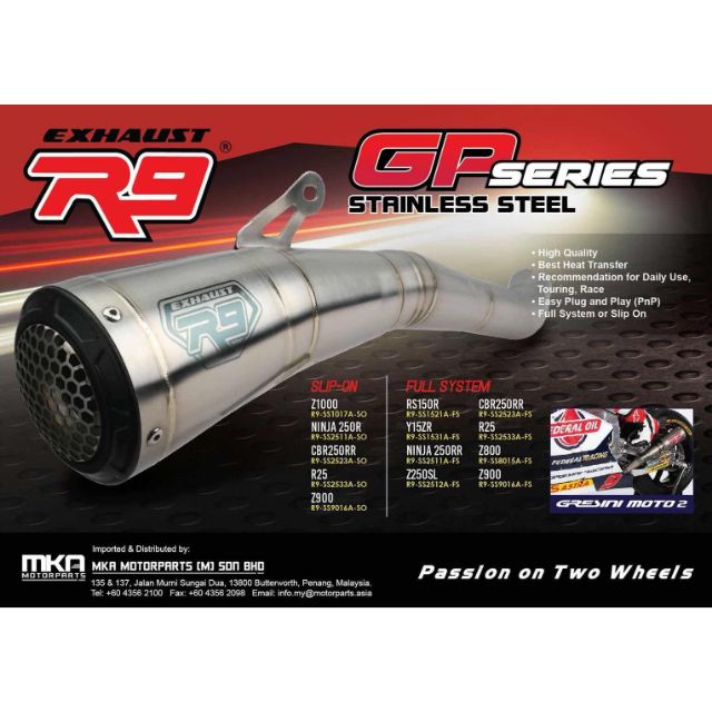 R9 GP Serie / Bore UP Full System Yamaha R25 / Y15ZR / Rs150 Exhaust ...