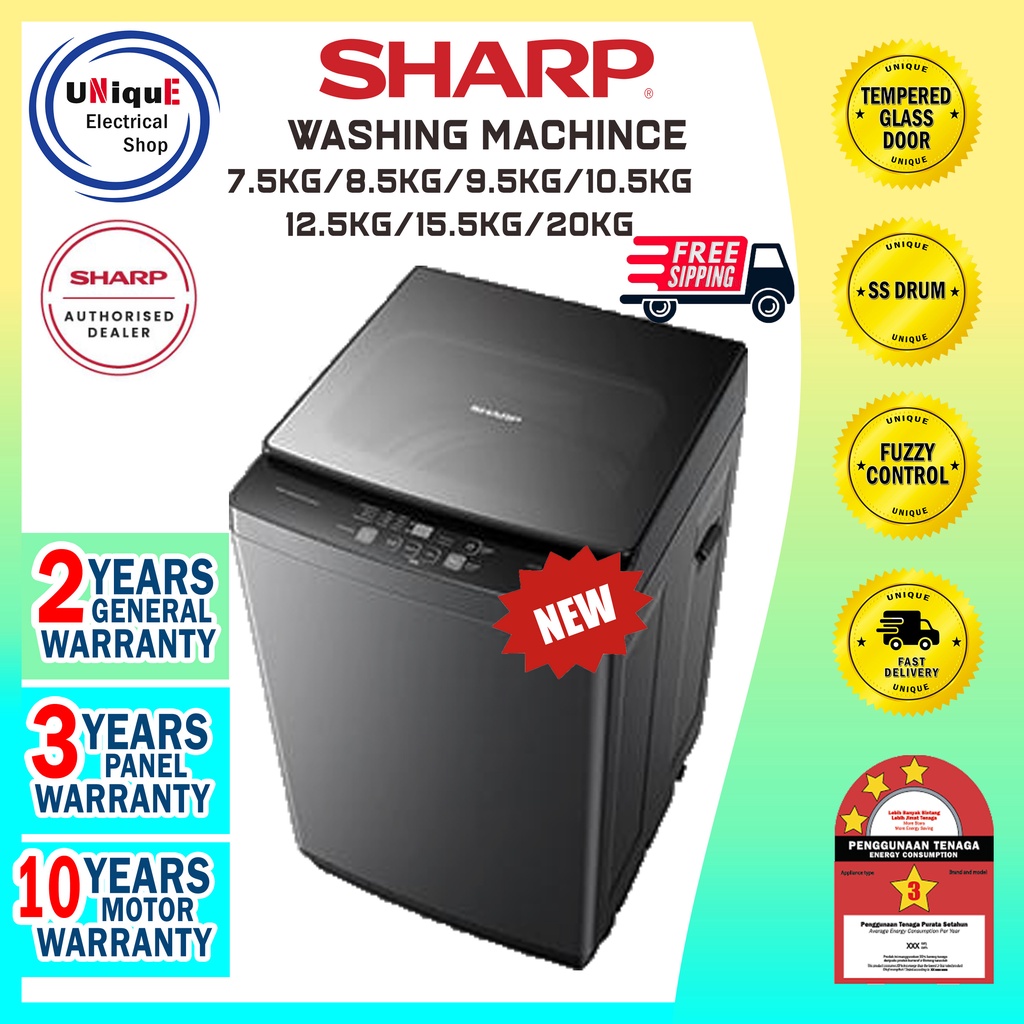 Sharp 7.5KG/8.5KG/9.5KG/10.5KG/12.5KG/15.5KG/15KG/20KG Top Load Washing ...