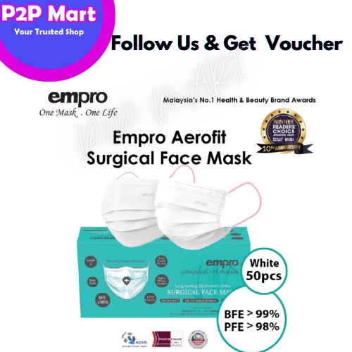 Empro Aerofit Surgical Mask 50's - 3 Ply (White) | Shopee Malaysia