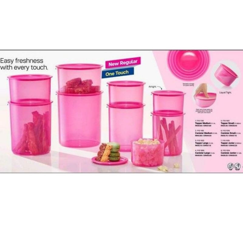 {Ready Stock} Tupperware One Touch Canister / Topper 600ml 950ml 1.4L 2L 1.25L 2L 3L 4.3L ...