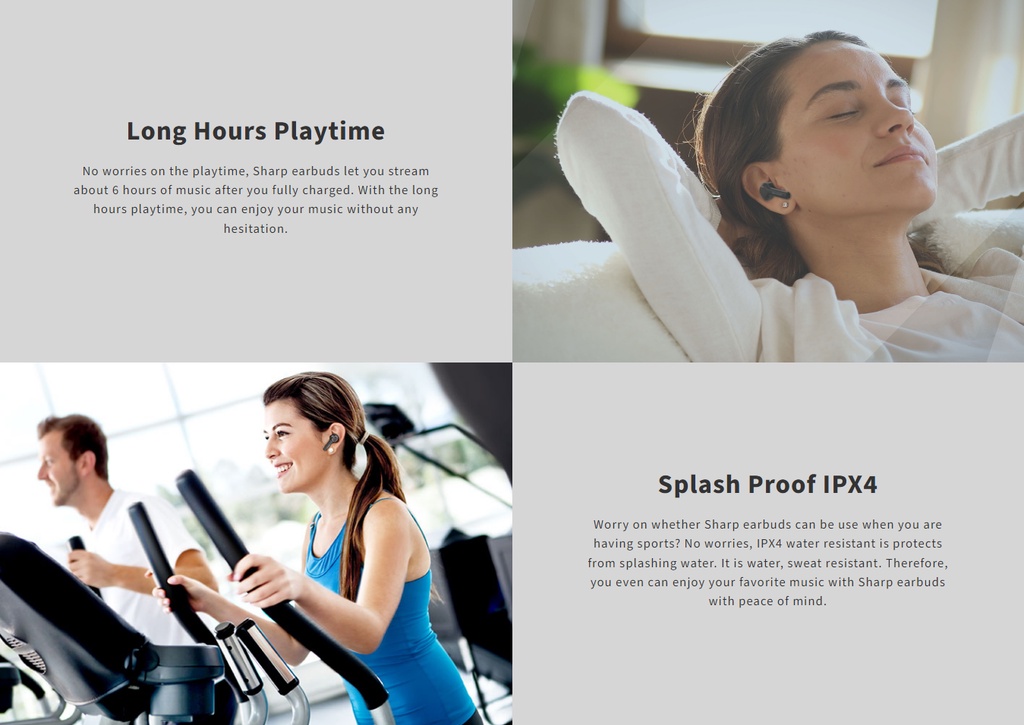 SHARP Wireless Charging Touch Control Earbuds built in Mic (2PCS) for ...