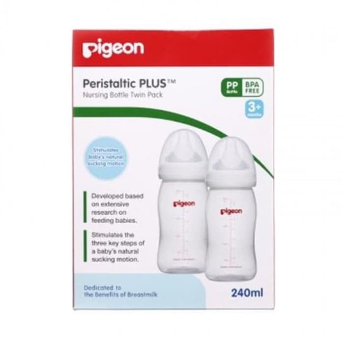 Pigeon Peristaltic Plus Nursing Bottle Wide Neck Twin Pack Contents 2 240ml 240ml | Shopee Malaysia