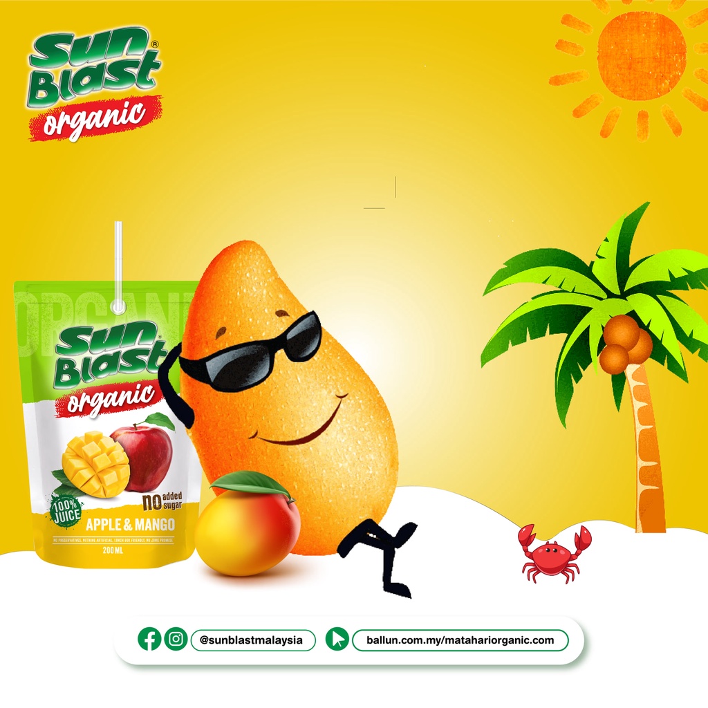 Sunblast 100% Organic FruitJuice (200ml x 10 packs) | Shopee Malaysia