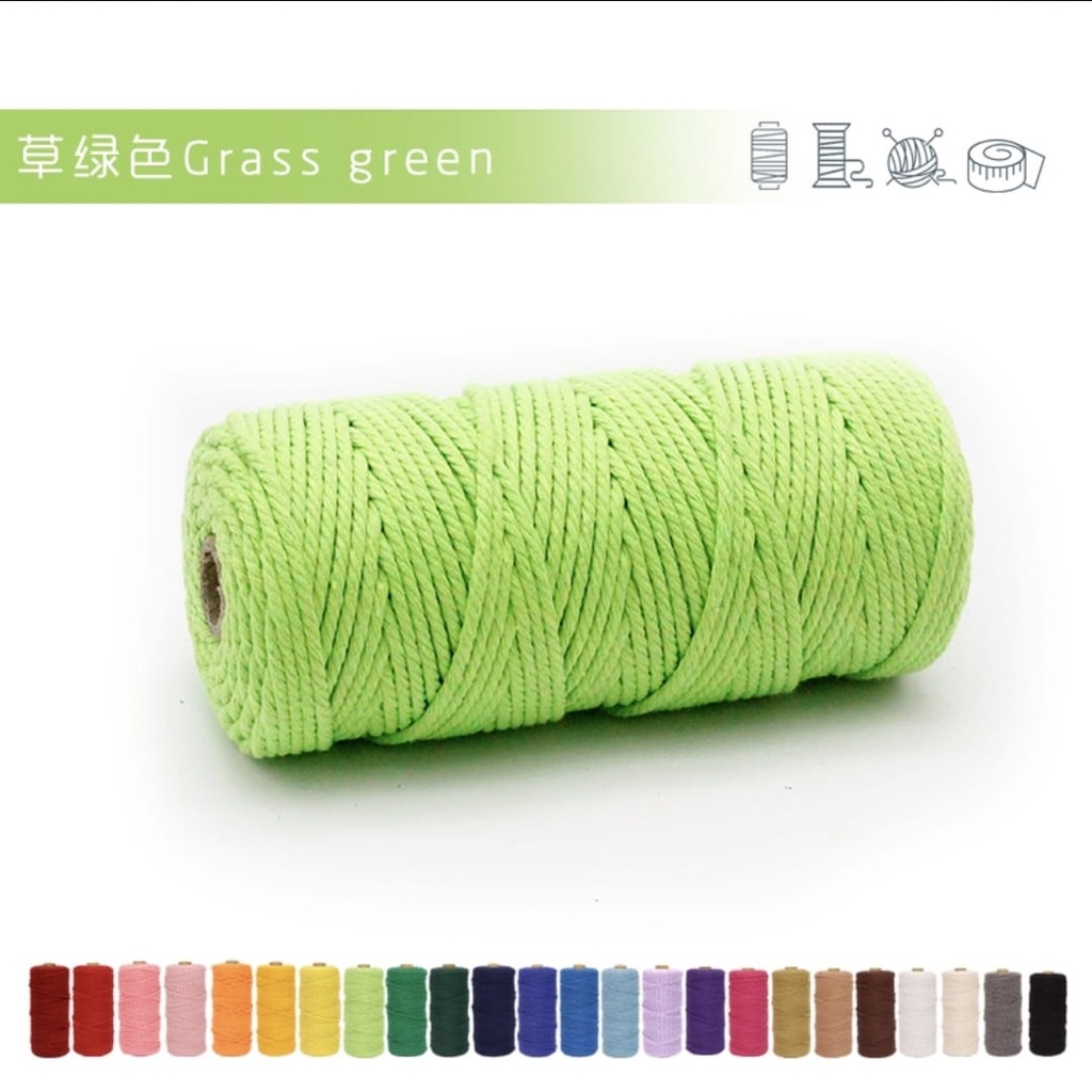 3mm Colour Macrame Rope Natural Cotton Twisted Cord Artisan Hand Craft ...