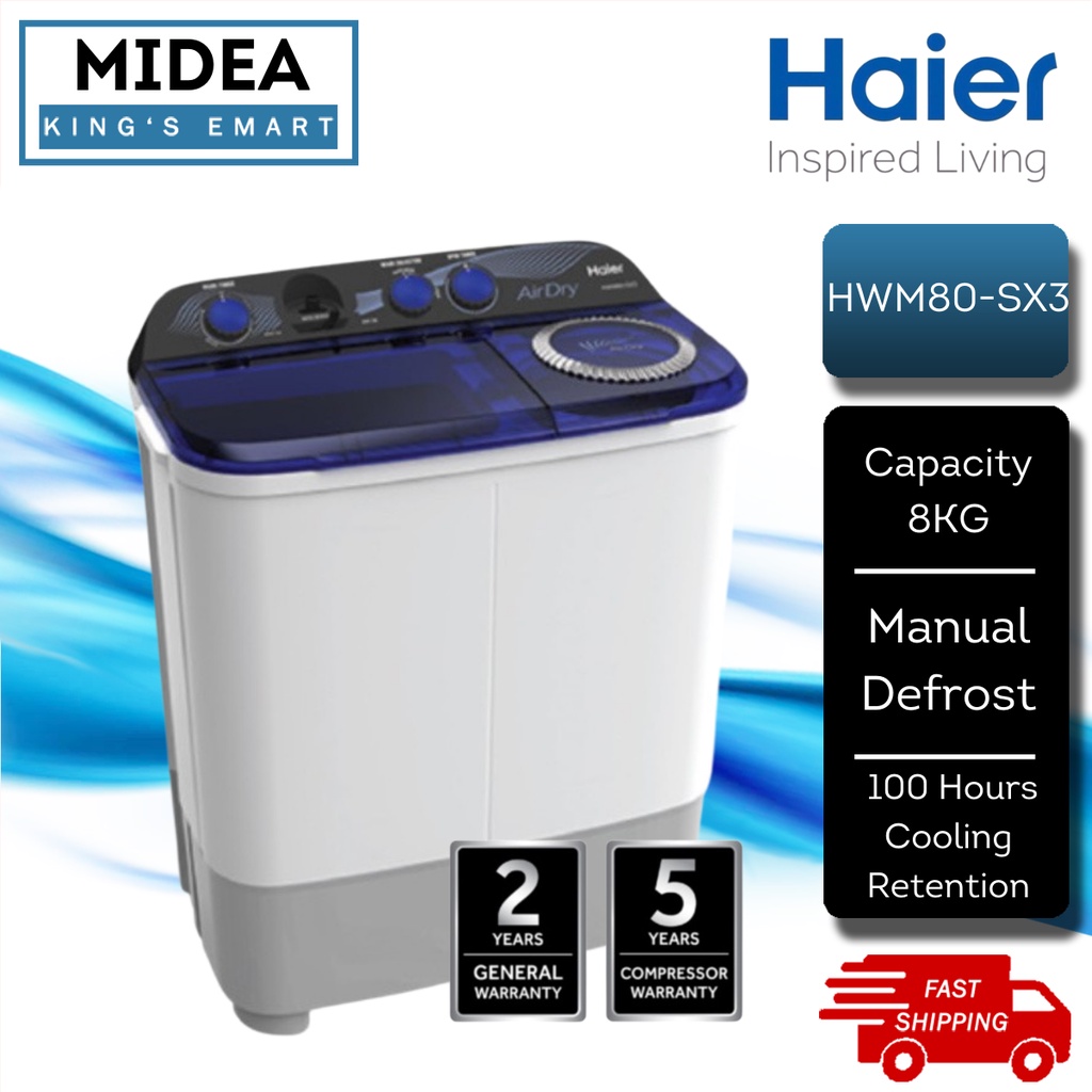Haier 7KG/8KG/9KG/11KG/13KG Semi Auto Twin Tub Washing Machine HWM80 ...
