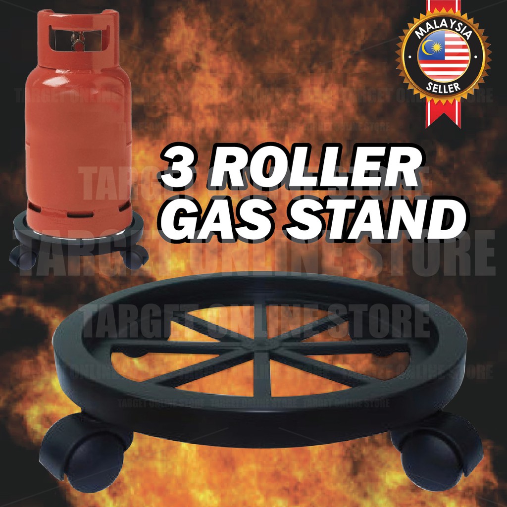 Gas Stand 3 Roller Round Kitchen Storage Organizers Indoor Outdoor Roda ...