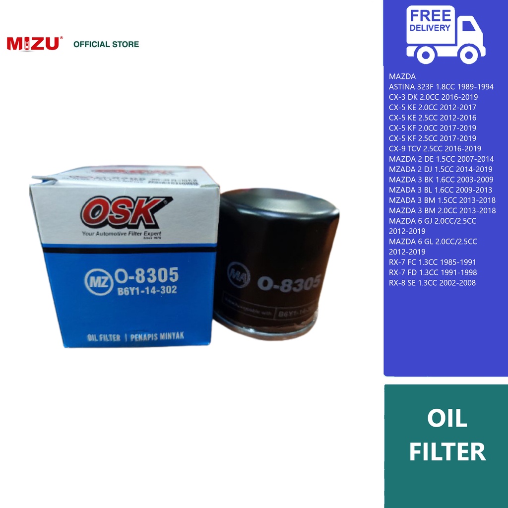 Mizu OSK Oil Filter For Mazda 323/CX-3/CX-5/CX-9/2/3/6/RX-7/RX-8/Subaru XV/Forester/Legacy O ...