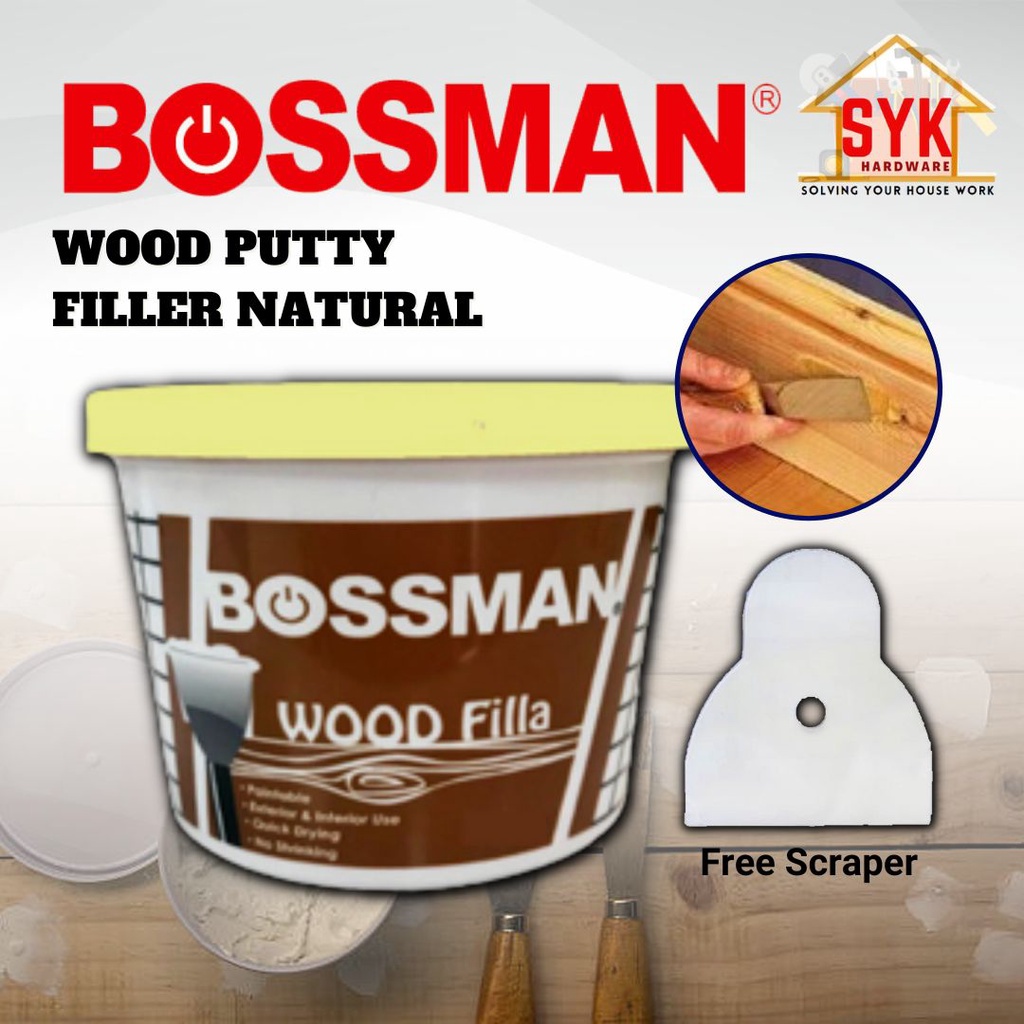 SYK SELLEYS / BOSSMAN Natural Wood Putty Filler 500g Wood Filler Repair ...