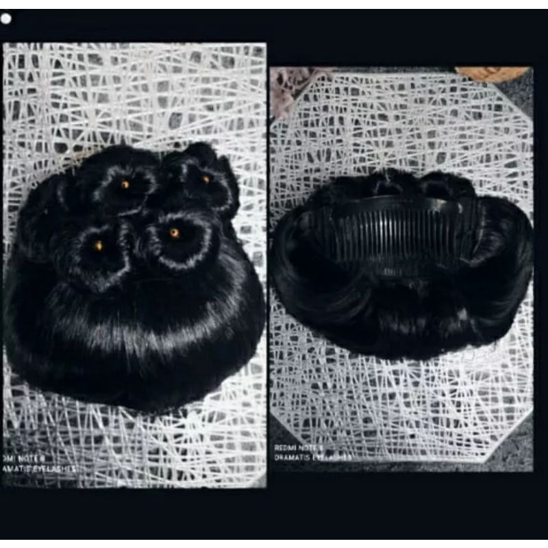 HITAM Sonya Modern Bun, Plain Black, Complete with Circumference, Jumbo ...
