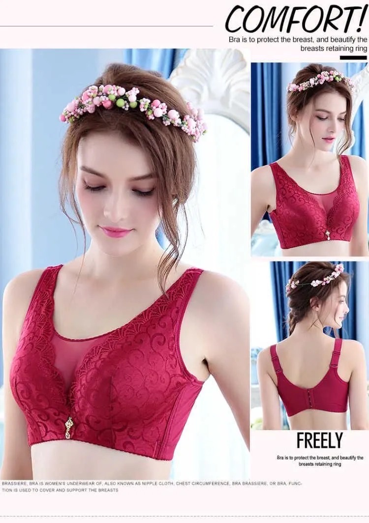 Ready Stock Women Plus Size Push Up Bra Full Coverage Wireless Gather