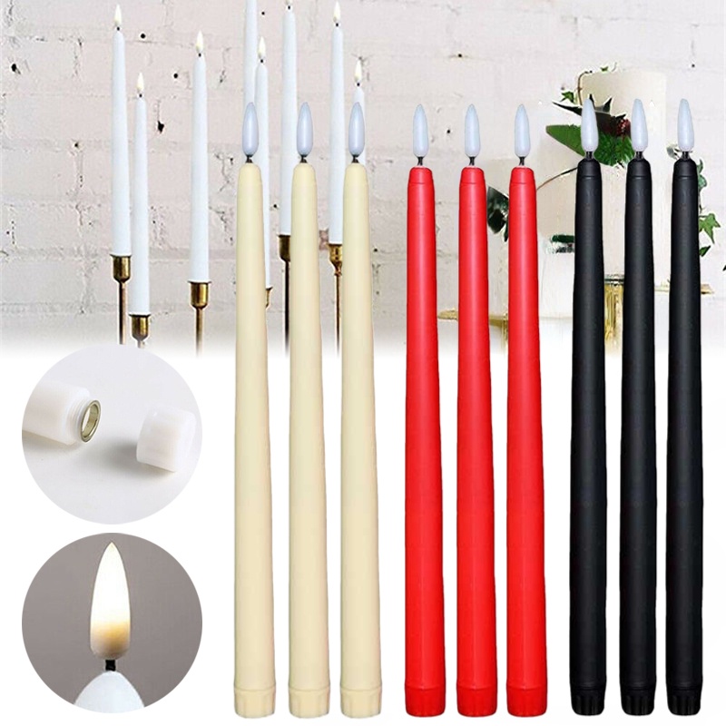 1Pc LED Long Pole Candle Light With Simulation Flickering Flame Battery ...
