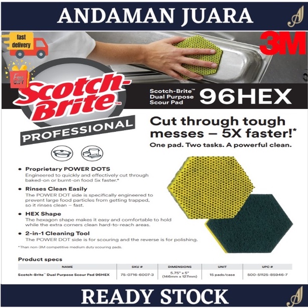 3M 🔥READY STOCK🔥Scotch-Brite™ Professional Heavy Duty Dual Purpose ...