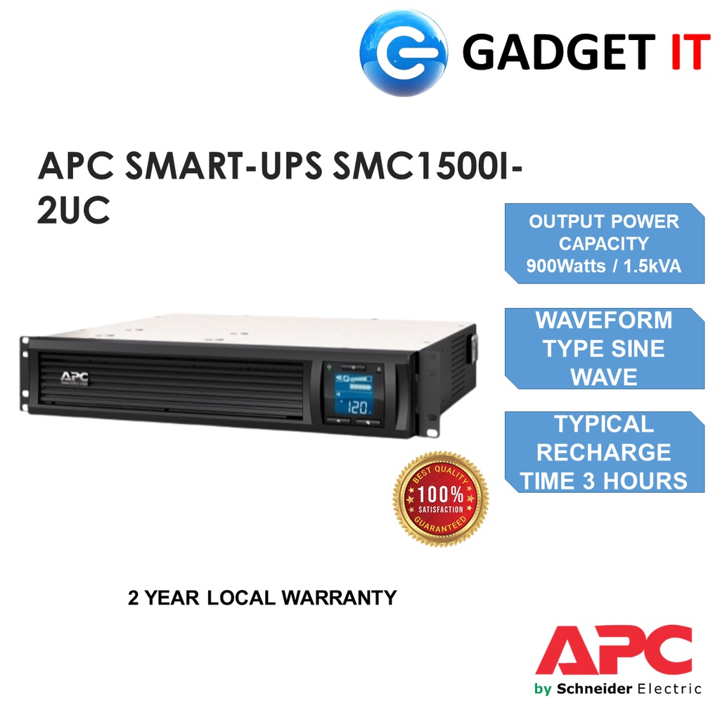 APC Smart-UPS C 1500VA Rack Mount LCD RM 2U 230V with SmartConnect SMC1500I-2UC (New Replacement ...