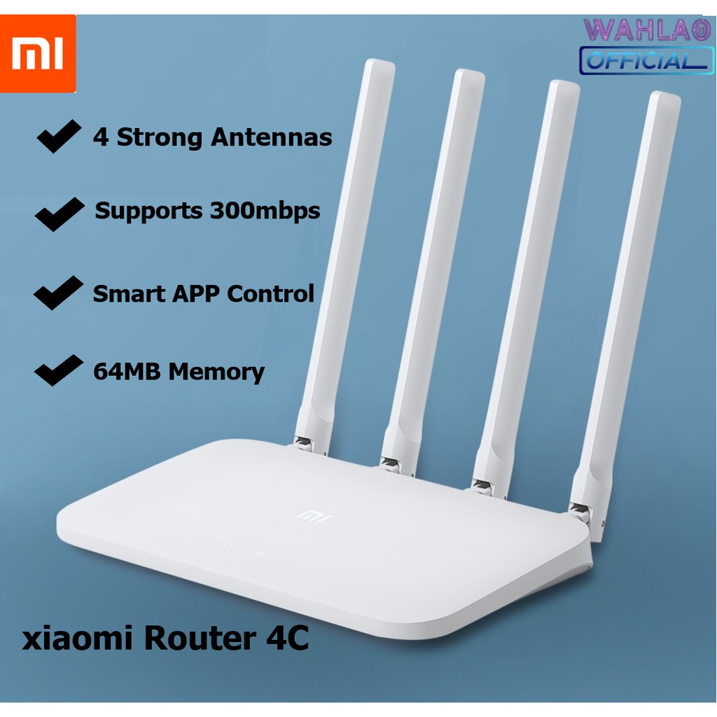 [English] Xiaomi Mi WiFi Router 4C 4 Antenna 2.4G 300Mbps 64MB Single Band Wi-Fi Wireless Router ...