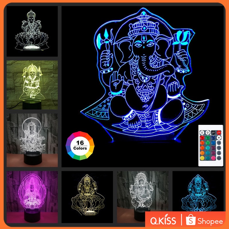 3D LED Acrylic Night Light Indian Ganesha Lakshmi Buddh Statue 3D LED ...